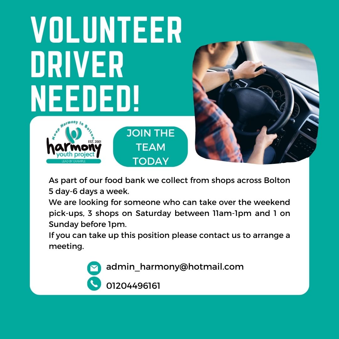 Volunteer Weekend Driver Needed - Harmony Youth Project